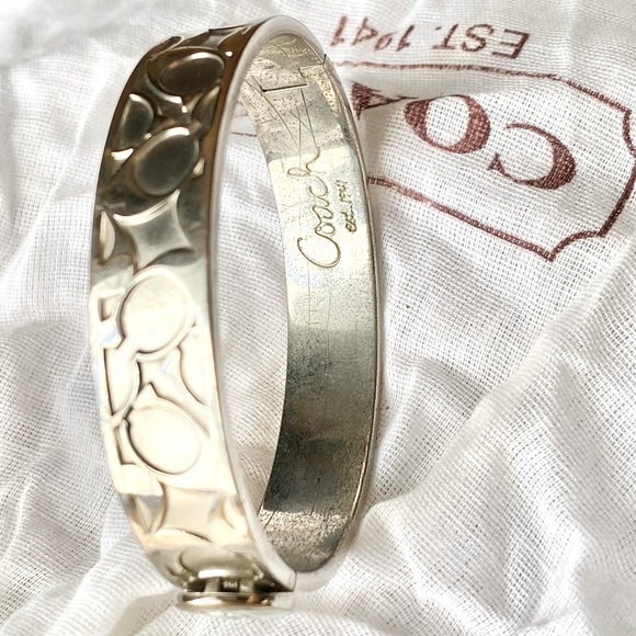 Coach | Jewelry | Signature Coach Silver Hinge Bangle | Poshmark